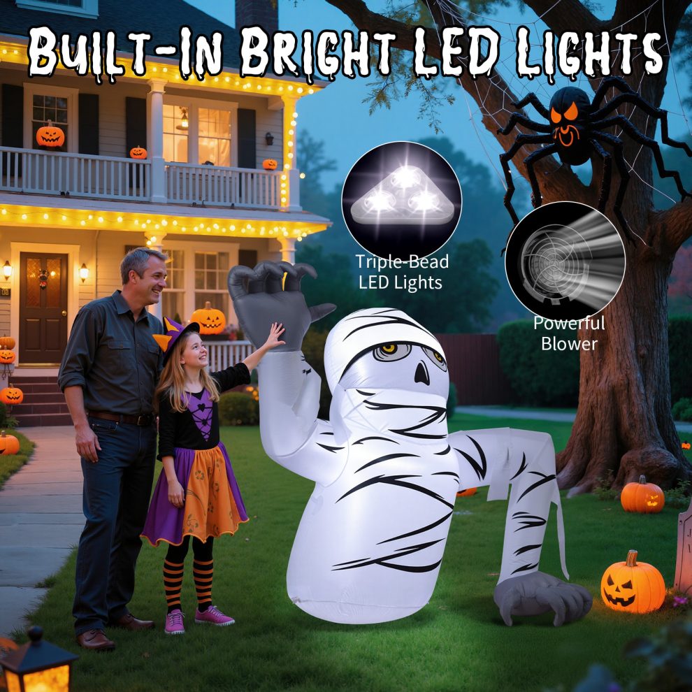 5.2FT Halloween Inflatable Groundbreaker Mummy Outdoor Decorations ...